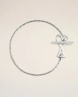 AMI Paris Brass Chain Bracelet With De Coeur Motif - Silver