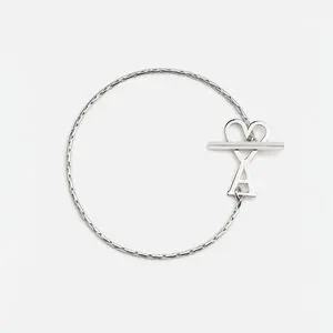 AMI Paris Brass Chain Bracelet With De Coeur Motif - Silver