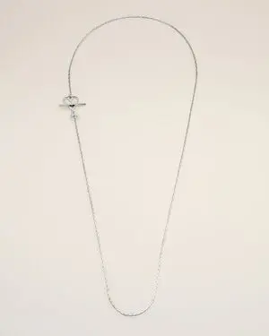 AMI Paris Brass Chain Necklace With De Coeur Clasp - Silver