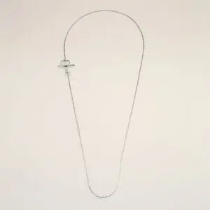 AMI Paris Brass Chain Necklace With De Coeur Clasp - Silver
