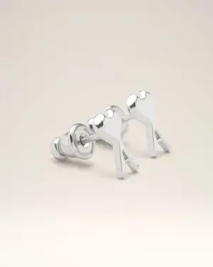 AMI Paris Brass De Coeur Hammered Earrings - Silver