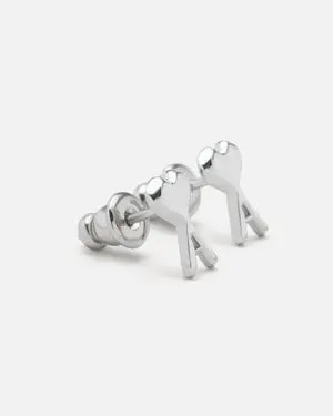 AMI Paris Brass De Coeur Hammered Earrings - Silver
