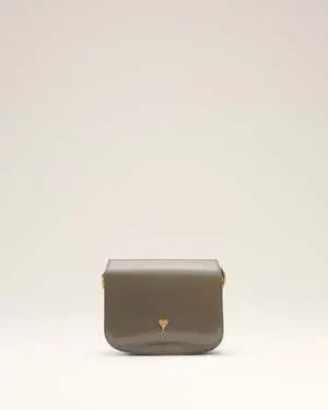 AMI Paris Glazed Leather Paris Bag - Carbon