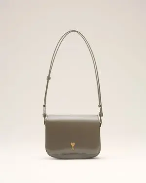 AMI Paris Glazed Leather Paris Bag - Carbon