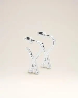AMI Paris Brass Small Hoops With De Coeur - Silver