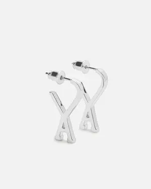 AMI Paris AMI Paris Brass Small Hoops With Ami De Coeur Silver