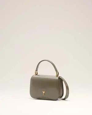 AMI Paris Glazed Leather Top Handle Bag