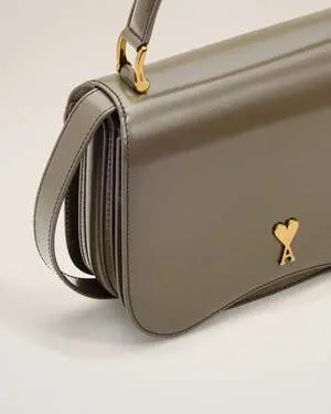 AMI Paris Glazed Leather Top Handle Bag