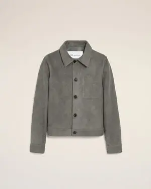 AMI Paris Goat Suede Leather Jacket With De Coeur Logo