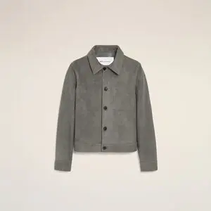AMI Paris Goat Suede Leather Jacket With De Coeur Logo