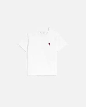 AMI Paris Cotton T-shirt With De Coeur Embroidery - White