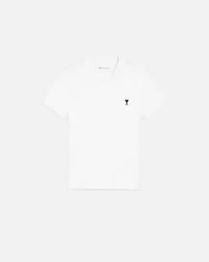 AMI Paris Cotton T-shirt With De Coeur Embroidery - White