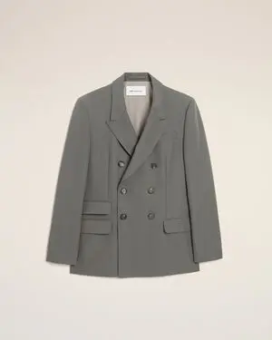 AMI Paris Double-breasted Wool Blazer - Carbon