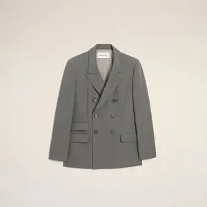 AMI Paris Double-breasted Wool Blazer - Carbon