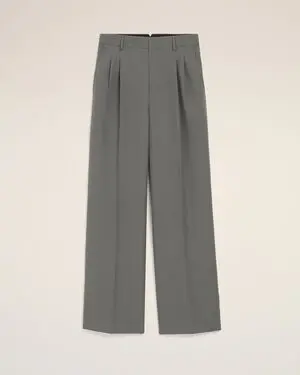 AMI Paris Grey Wool Wide Leg Trousers