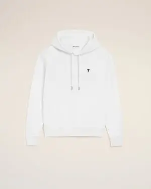 AMI Paris Cotton Hoodie With De Coeur Embroidery - White