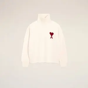 AMI Paris Wool High Neck Sweater With De Coeur Logo