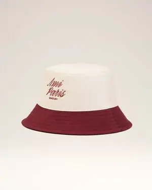 AMI Paris Cotton Bucket Hat - Rubis/cream
