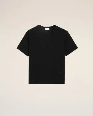 AMI Paris Cotton T-shirt With De Coeur Embroidery - Black