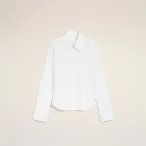 AMI Paris Blended Silk Sharp Collar Shirt - White