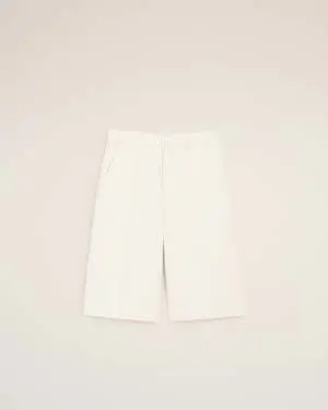 Ami White Cotton Bermuda Shorts - White Cream