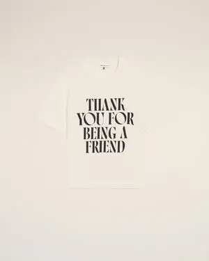 AMI Paris White Cotton T-shirt With "thank You For Being A Friend" Print - White Cream