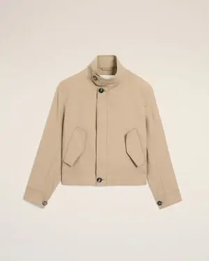 AMI Paris Wool Harrington Jacket - Taupe Beige