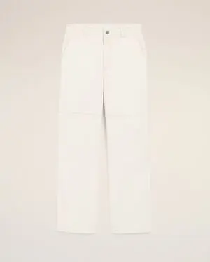 Ami Cotton Worker Trousers - White Cream