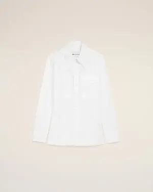 Ami Cotton Poplin Fitted Shirt With De Coeur Plate