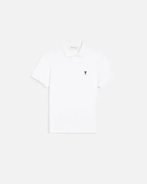 AMI Paris Cotton Short Sleeves De Coeur Polo Shirt - White