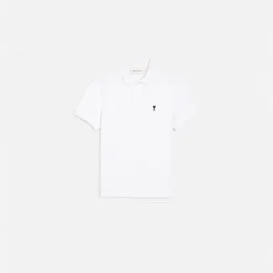 AMI Paris Cotton Short Sleeves De Coeur Polo Shirt - White