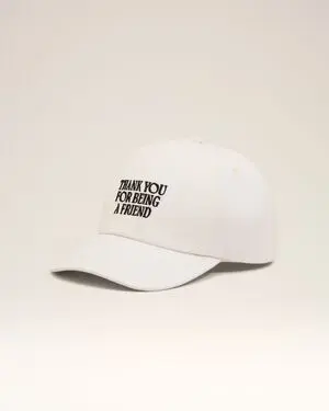 Ami White Cotton Thank You For Being A Friend Embroidery Cap White - White Cream