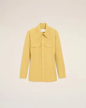Ami Cotton Poplin Sharp Collar Shirt - Yellow Pastel