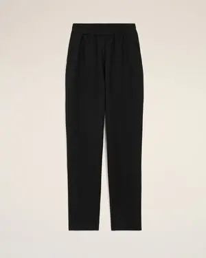 AMI Paris Blended Linen Elasticated Waist Trousers - Black