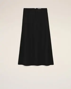 AMI Paris Blended Linen Trapeze Skirt - Black