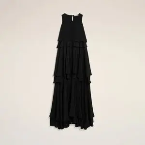 AMI Paris Long Ruffled Silk Blend Dress