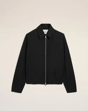 AMI Paris Cotton Gabardine Zipped Jacket - Black