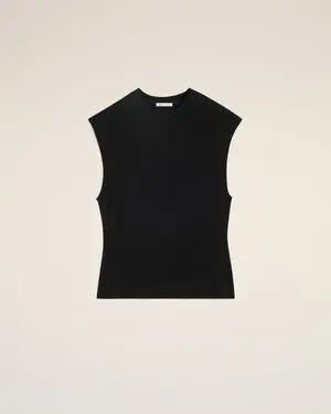 AMI Paris Jersey Sleeveless Fitted Top - Black
