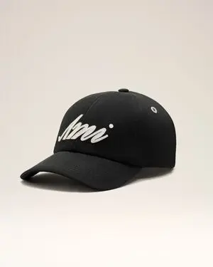 AMI Paris Cotton Baseball Cap With Felt Patch - Black