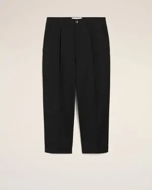 AMI Paris Cotton Carrot Oversized Trousers - Black