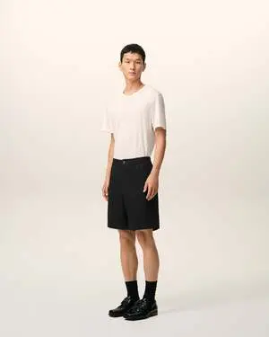 AMI Paris Cotton Gabardine Elasticated Waist Shorts