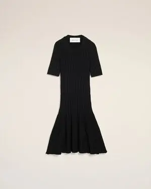 AMI Paris Knit Mini Godet Dress - Black