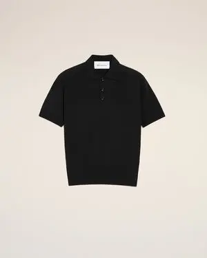 Ami Knit Short Sleeves Polo - Black
