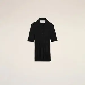 AMI Paris Ribbed Knit Short Sleeve Polo
