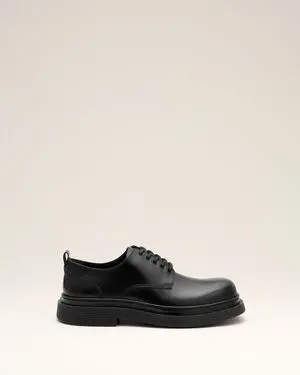 AMI Paris Cow Leather Derby Shoes - Black
