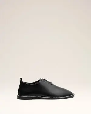 AMI Paris Cow Leather Midi Derby Shoes - Black