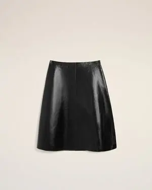 AMI Paris Patent Lamb Leather Midi Trapeze Skirt