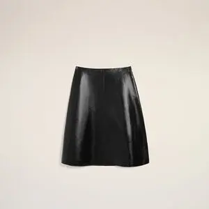 AMI Paris Patent Lamb Leather Midi Trapeze Skirt