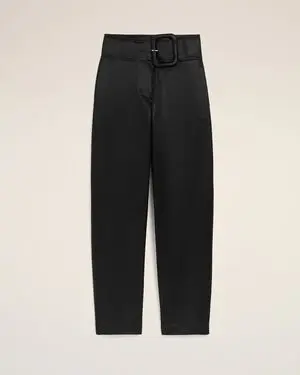 AMI Paris Satin Belted Balloon Fit Trousers - Black