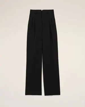 AMI Paris High Waist Wide Leg Wool Trousers